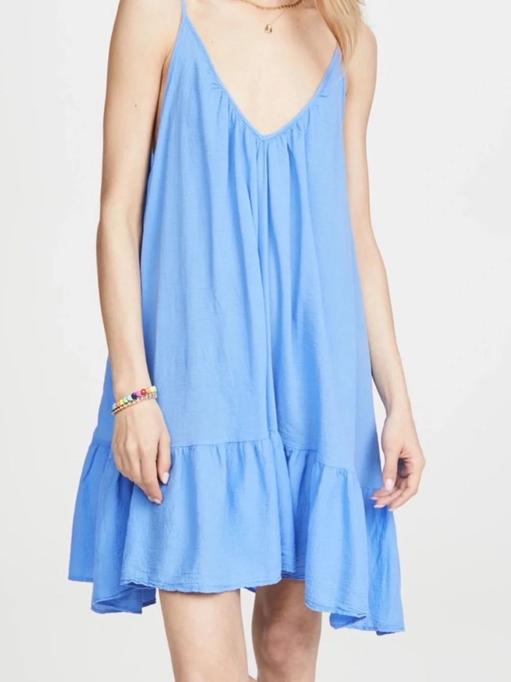 9Seed | Dresses | 9seed St Tropez Ruffle Mini Dress In Moroccan Blue Os ...